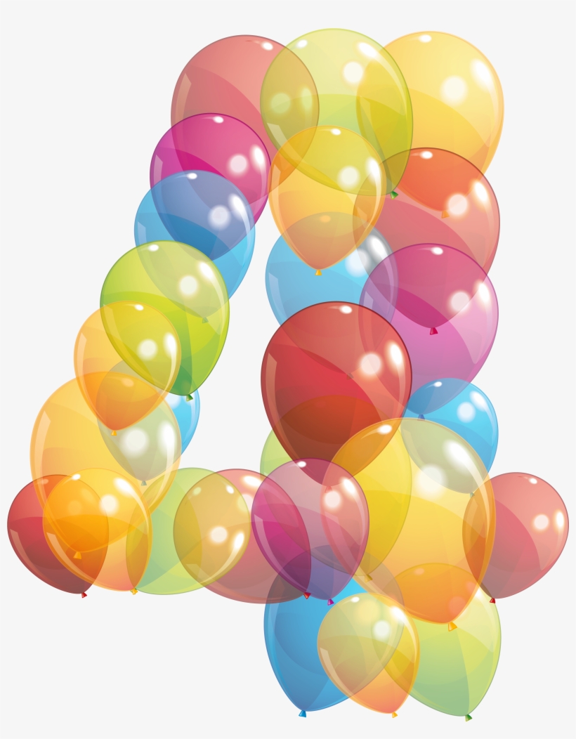 Download Transparent Four Number Of Balloons Png Image - Four Balloon ...