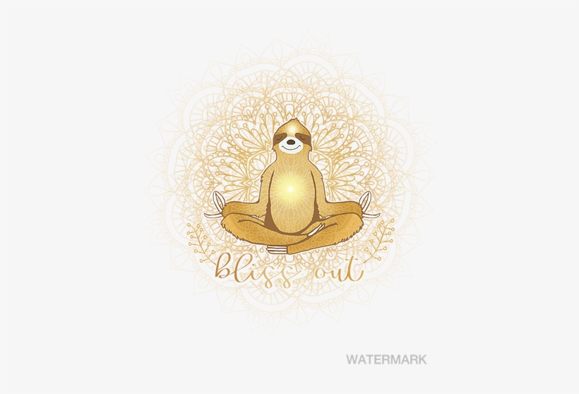 Meditating Golden Sloth Mandala Bliss Out - Meditating Sloth PNG Image ...
