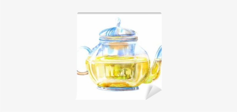 Glass Teapot Of A Green Tea - Drawing PNG Image | Transparent PNG Free ...