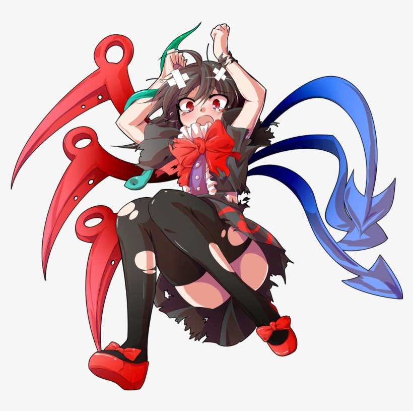 1girl Alphes Arms Up Asymmetrical Wings Bandaid Black - Illustration ...