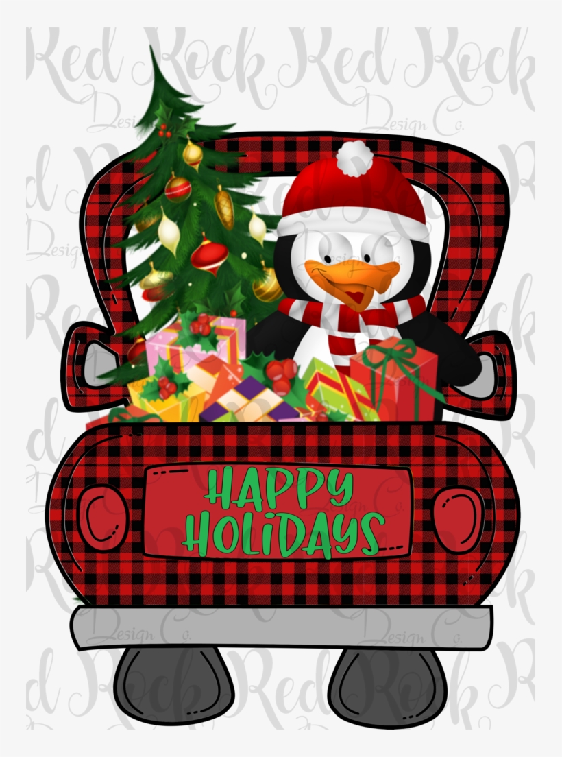 Christmas Truck With Penguin - Cartoon PNG Image | Transparent PNG Free ...