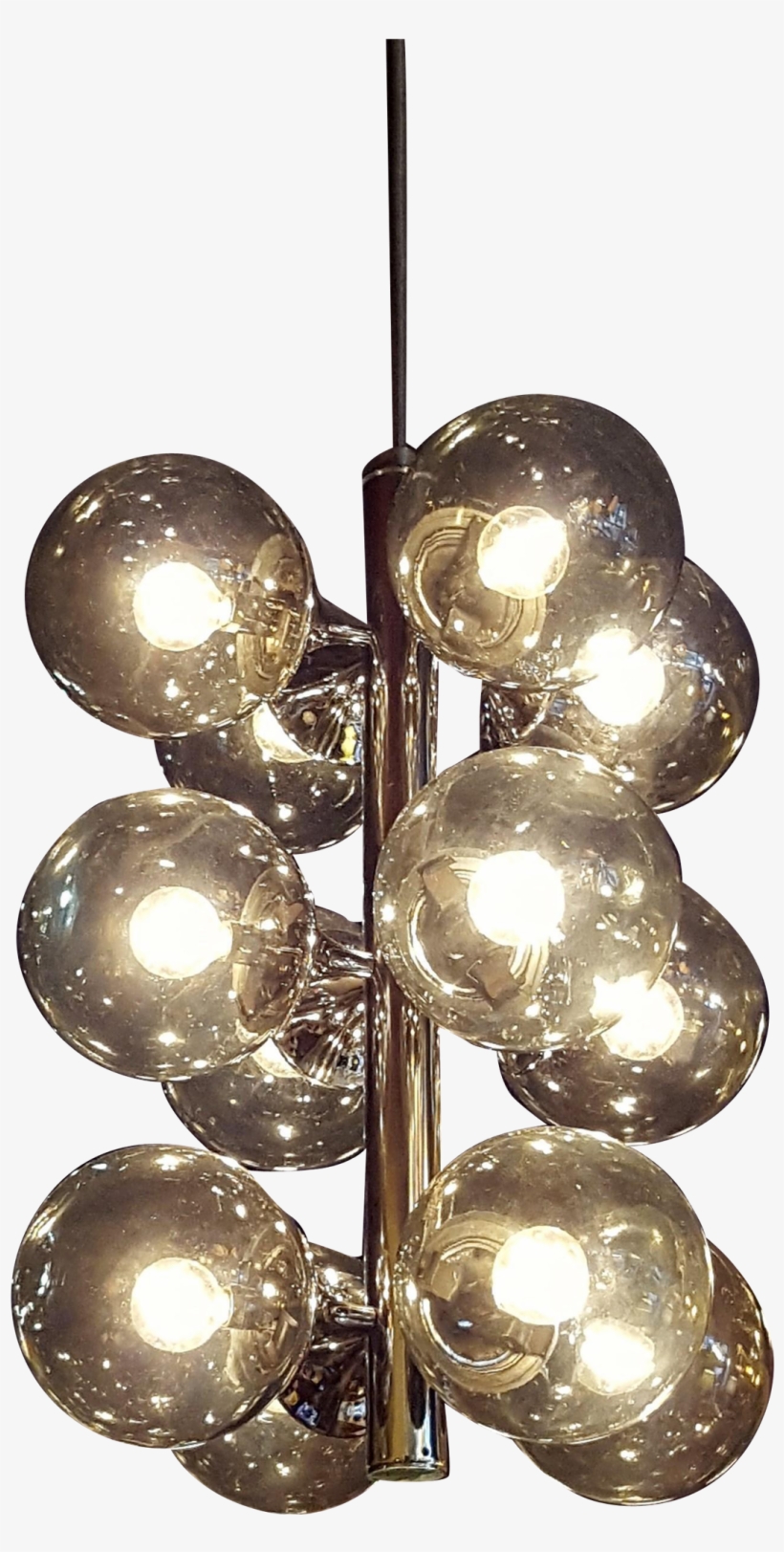 Mid Century Modern Smoky Glass Globe Mcm Chrome Lightolier - Ceiling ...