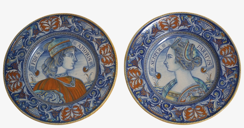 Pair Of Antique Hand Plated Italian Wall Plates- Firenze PNG Image ...