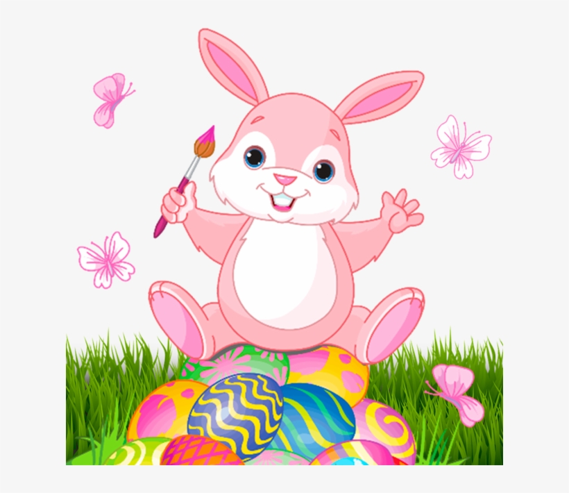 Cute Stickers 4 - Pink Easter Bunny Cartoon PNG Image | Transparent PNG ...