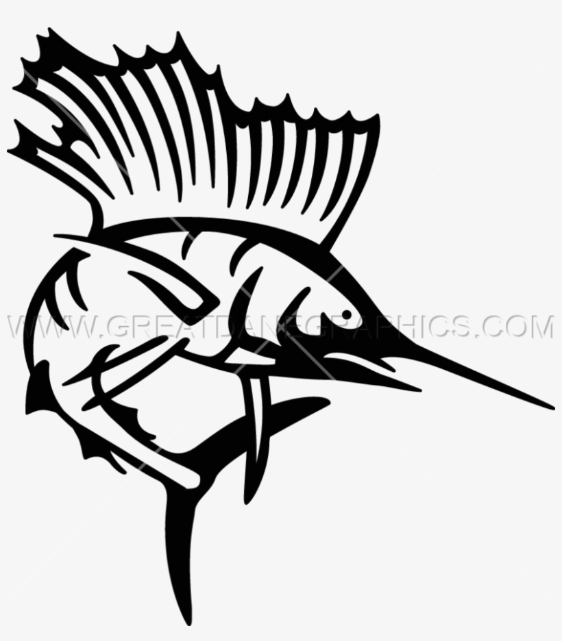 Picture Black And White Sailfish Production Ready Artwork - Easy ...
