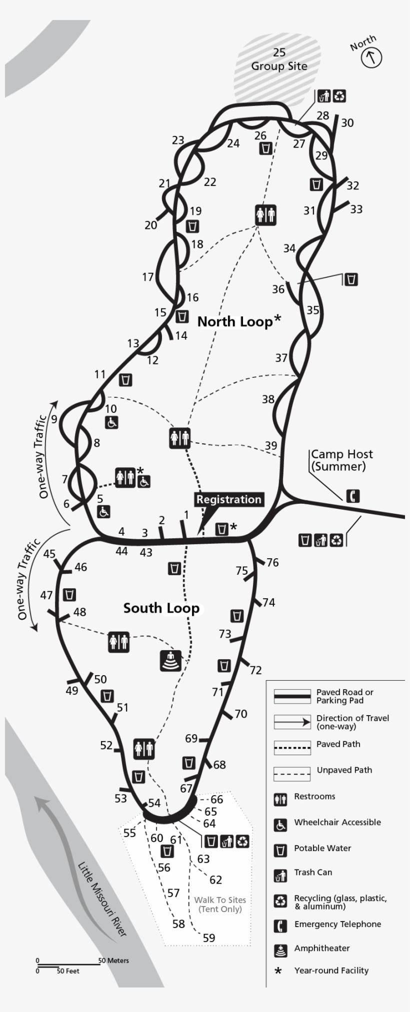 A Line-drawing Map Shows A Campground Composed Of Two - Map PNG Image ...