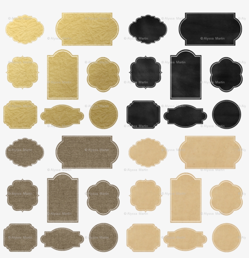 Burlap Gold Foil Vintage Paper Chalkboard Labels Fabric - Gold ...