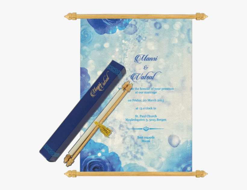 Scroll Wedding Invitations - Blue PNG Image | Transparent PNG Free ...