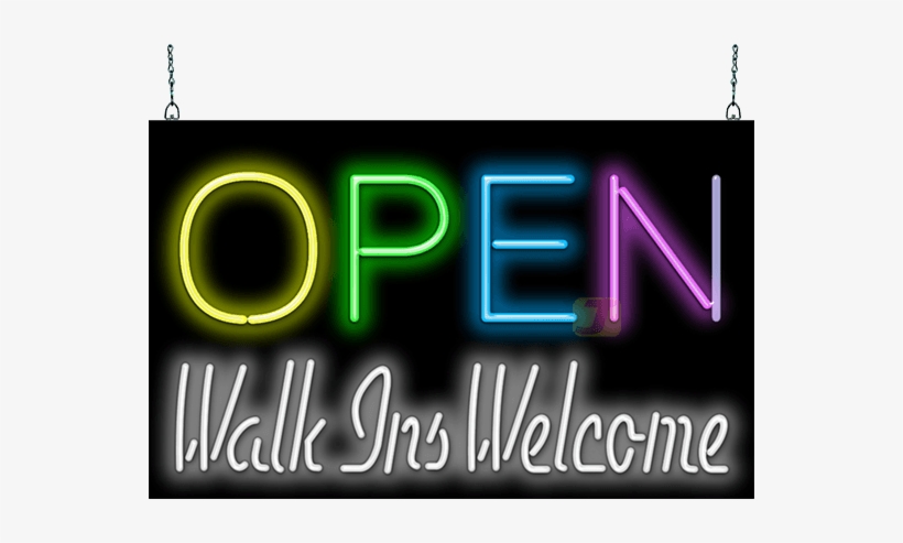 Open Walk Ins Welcome Neon Sign - Nail Shop Signs PNG Image ...