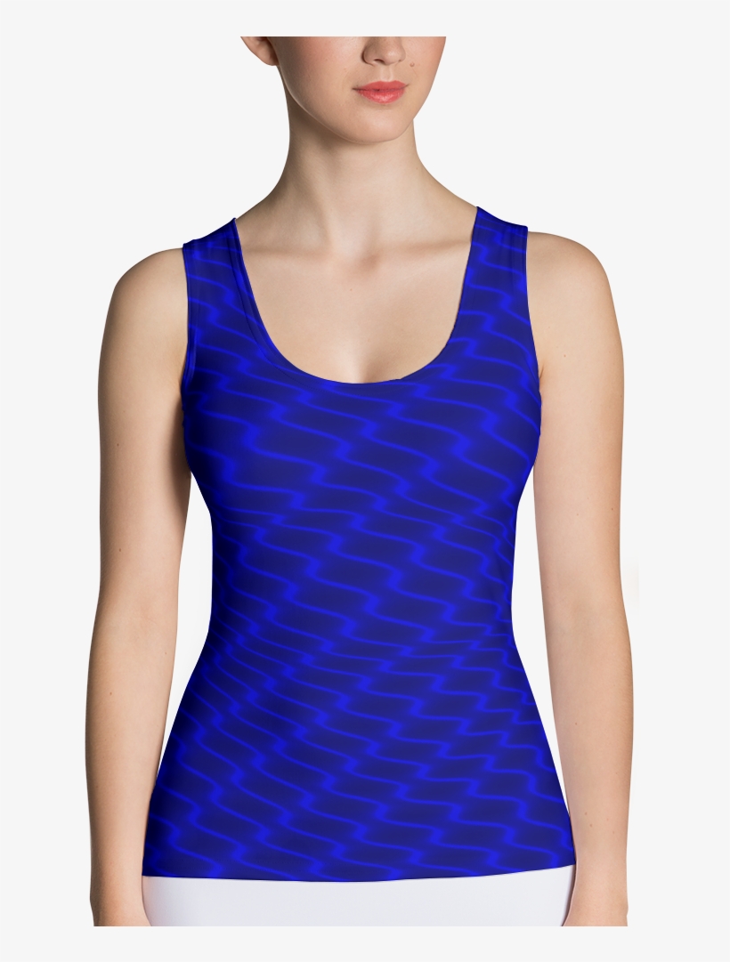 Neon Wavy Lines Blue Tank Top - Top PNG Image | Transparent PNG Free ...