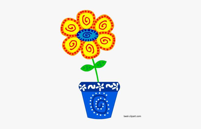 Colorful Flower Pot, Free Spring Season Clip Art Image - Colorful ...