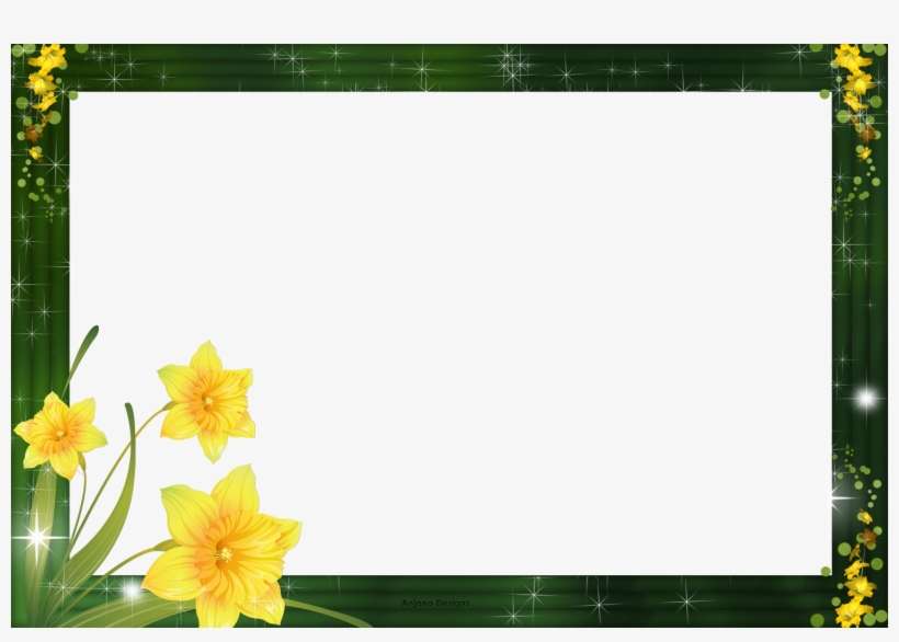 Bright Yellow Blooms Frame By Anjanadesigns - Lily Family PNG Image ...