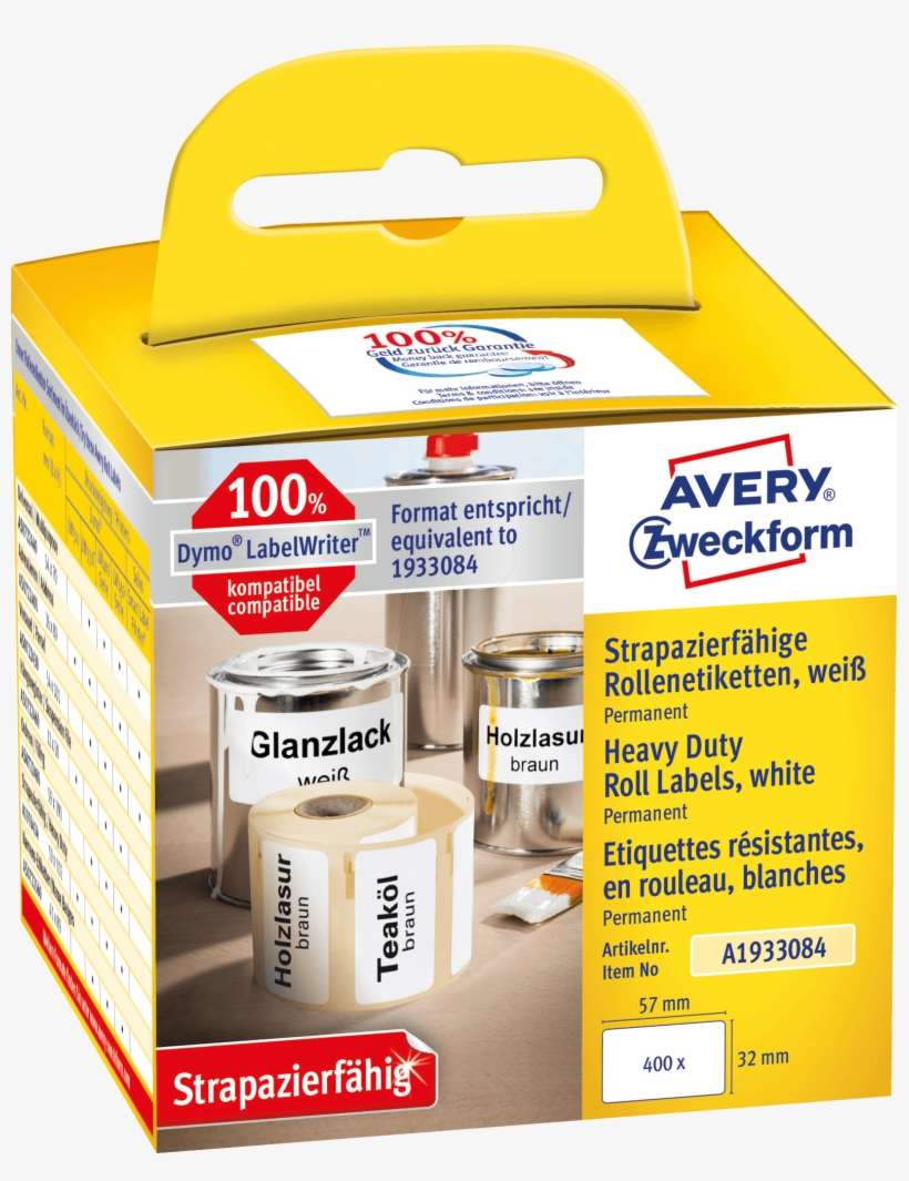 Roll Label A1933084, 32x57mm, White Avery Zweckform - Label PNG Image ...