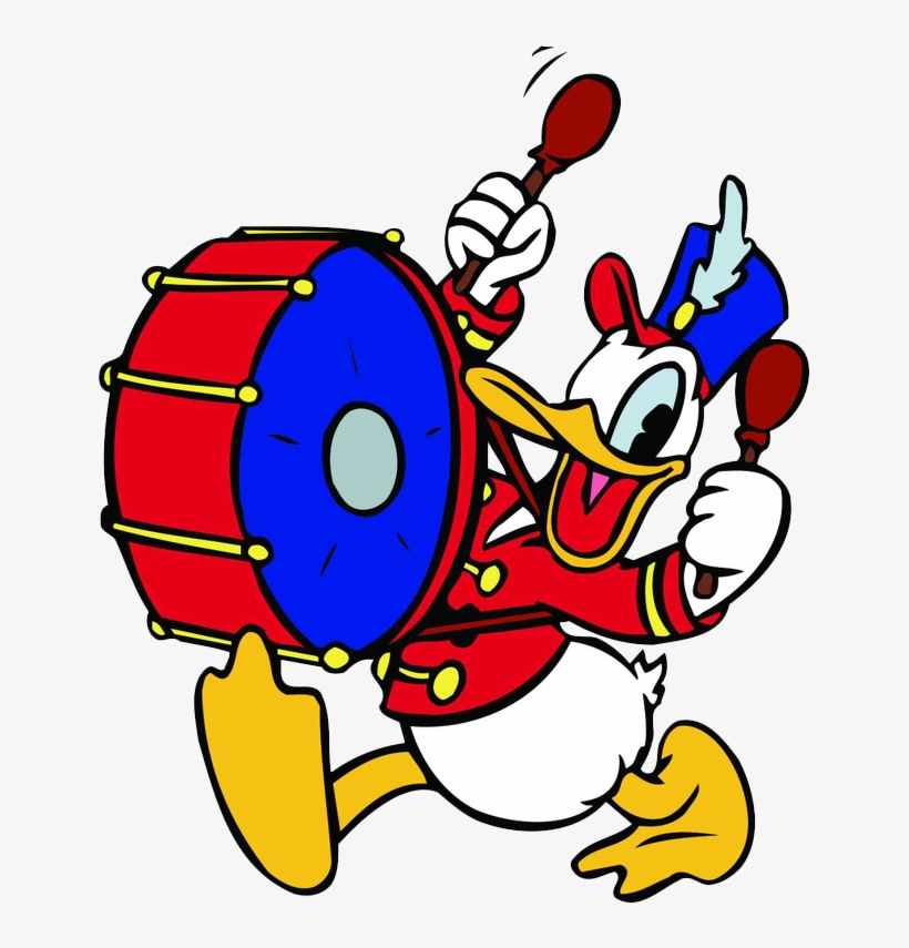 Donald Duck Clipart Disney Music - Donald Duck Playing The Drums PNG ...