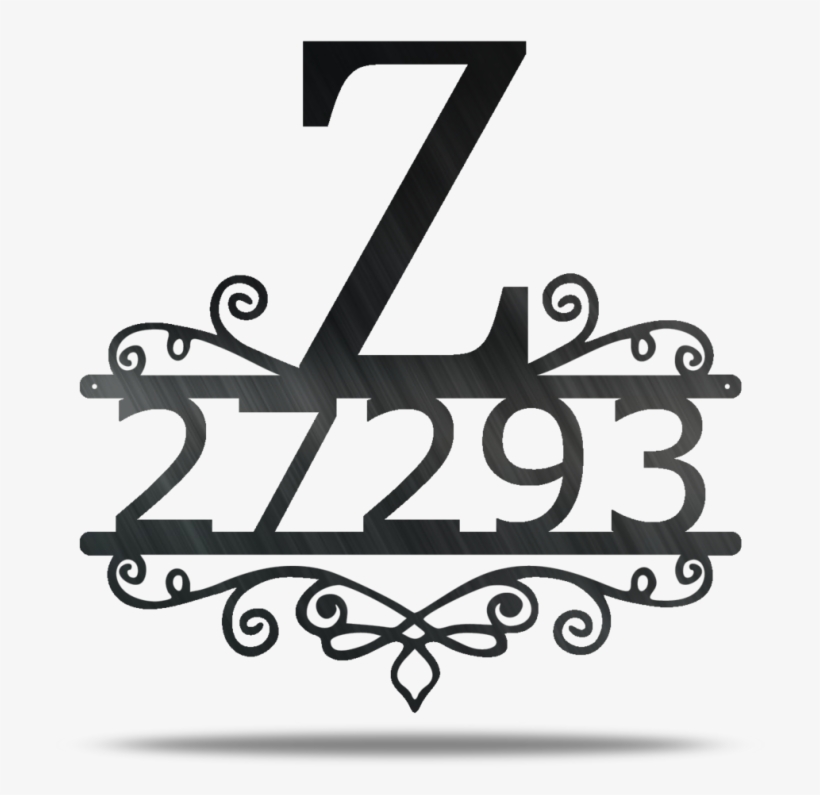 Scroll Address, Initial Customizable Metal Wall Sign - Number PNG Image ...