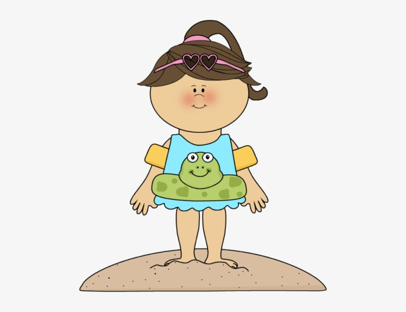 Little Girl Clipart Summer - Girl At The Beach Clipart PNG Image ...