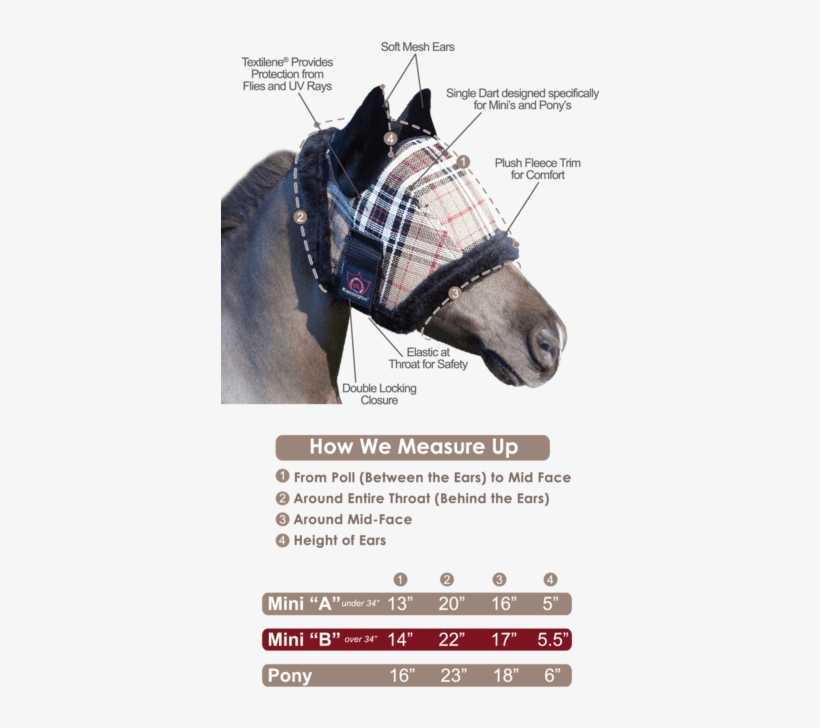 Fly Mask With Fleece & Ears - Kensington Mini Fly Mask With Ears A ...