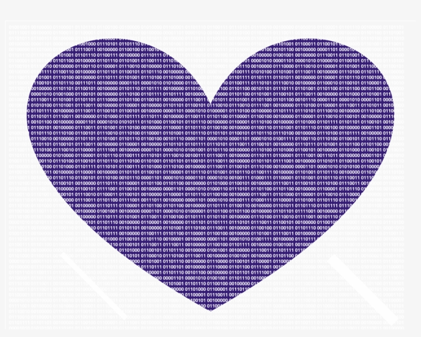 Purple Heart With Binary Code Ones And Zeroes Inside - Binary Code PNG ...