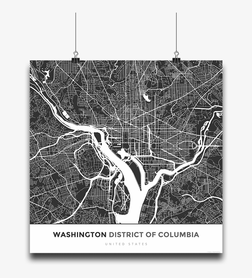 Premium Map Poster Of Washington D - Washington Dc Map Art Scarf PNG ...