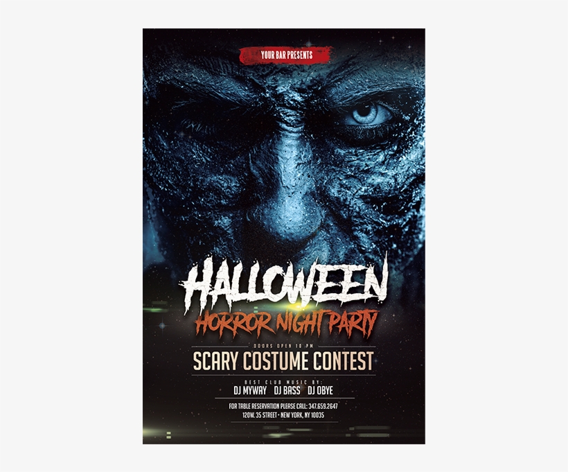 Halloween Horror Night Flyer Illustration Invitation - Demon PNG Image ...