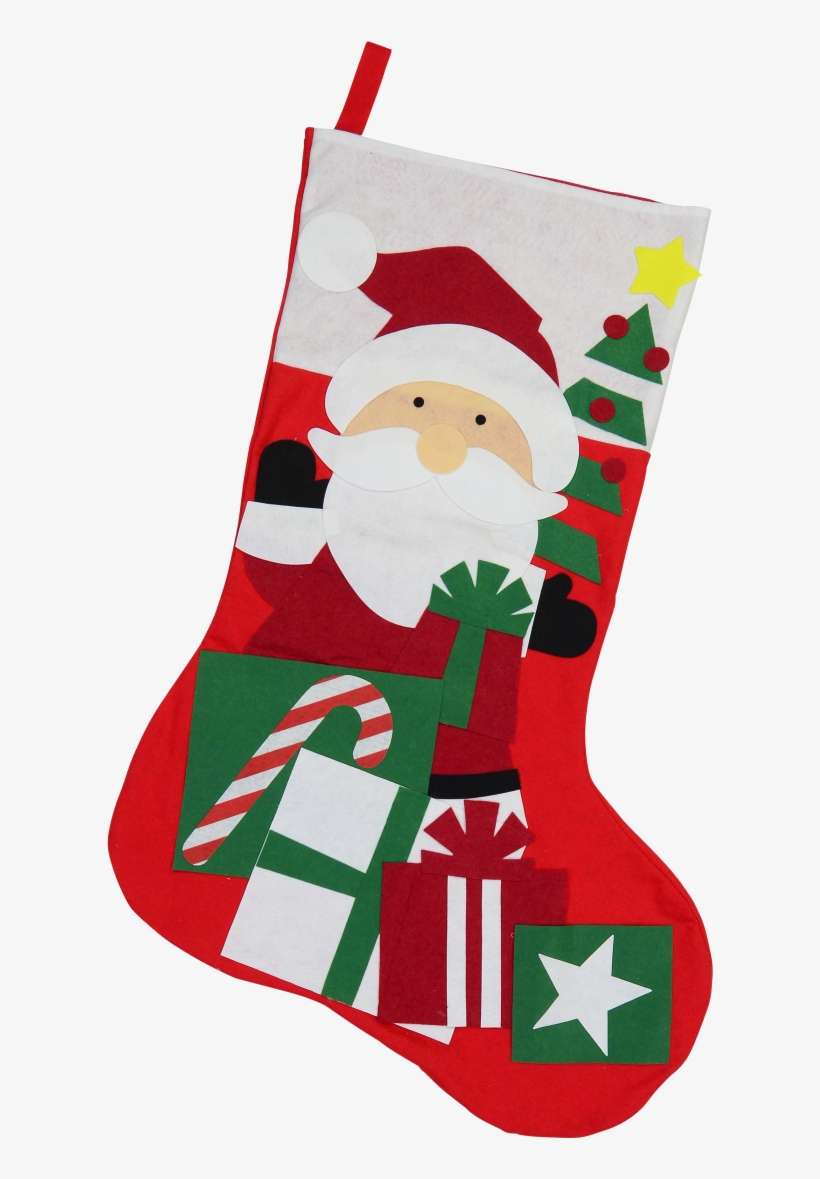 Large Christmas Stocking With Santa Design - Christmas Stocking PNG ...