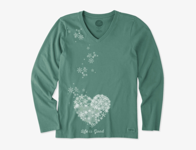 Women's Floating Hearts Long Sleeve Crusher Vee - Life Is Good PNG ...