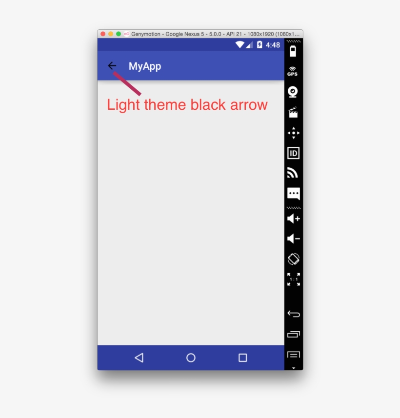 How To Customize The Back Button On Action Bar Via - Android ...