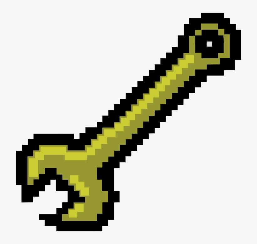Vector Illustration Of Pixelated Bitmap Wrench - Scythe Pixel Art Grid ...