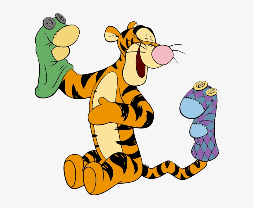 Download Tigger Playing With Sock Puppets - Pooh | Transparent PNG ...