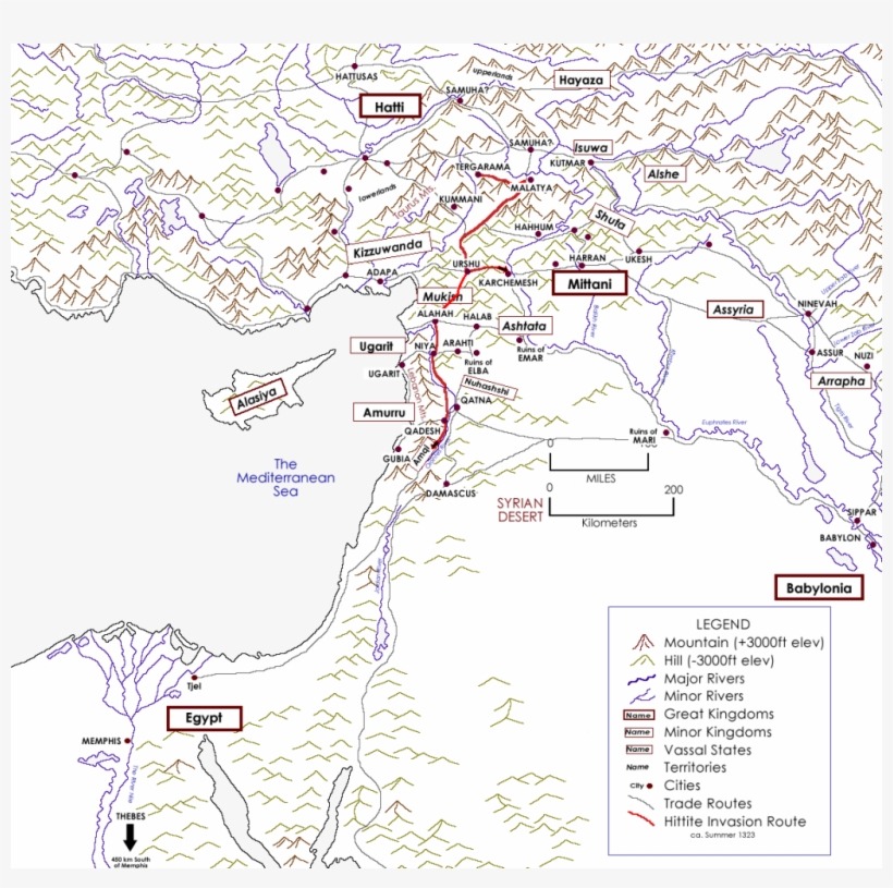 Map Of The Ancient Near East Showing The Hittite Invasion - Hittite ...