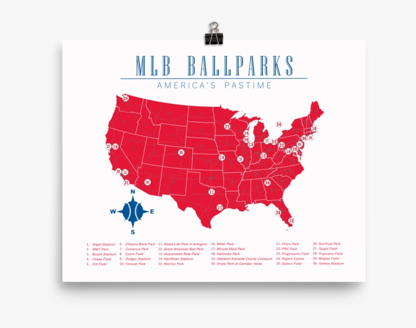 Mlb Ballparks Map List Poster Chicago Cubs Colors - Usa Dumbfuckistan ...