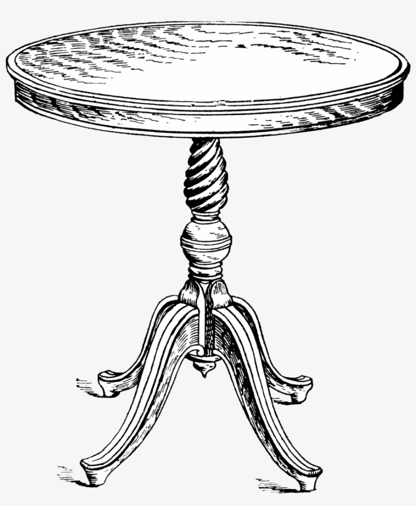 **free Vintage Digital Stamps** - Old Round Table Drawing PNG Image ...