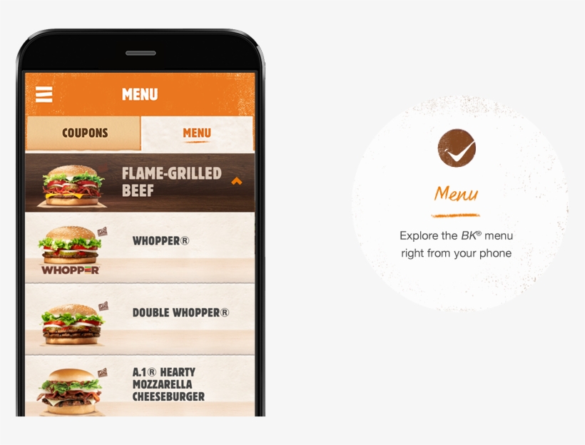 Explore The Bk® Menu Right From Your Phone - Burger King App PNG Image ...