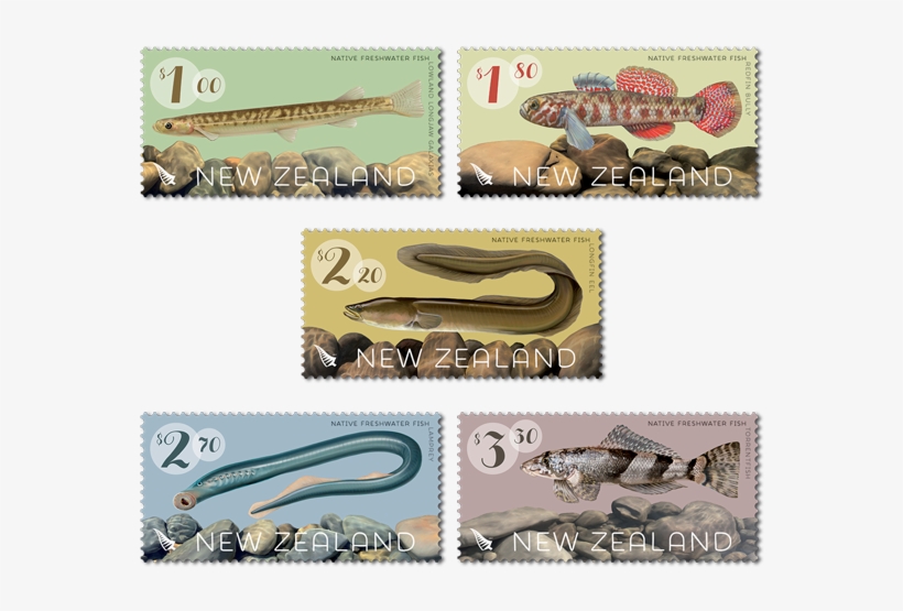Nz Native Freshwater Fish Stamps Set 82424 - Postage Stamp PNG Image ...