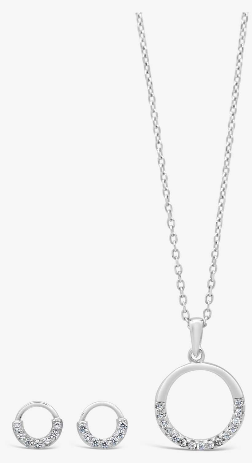 Download Silver Cubic Zirconia Circle Pendant With Matching - Locket ...
