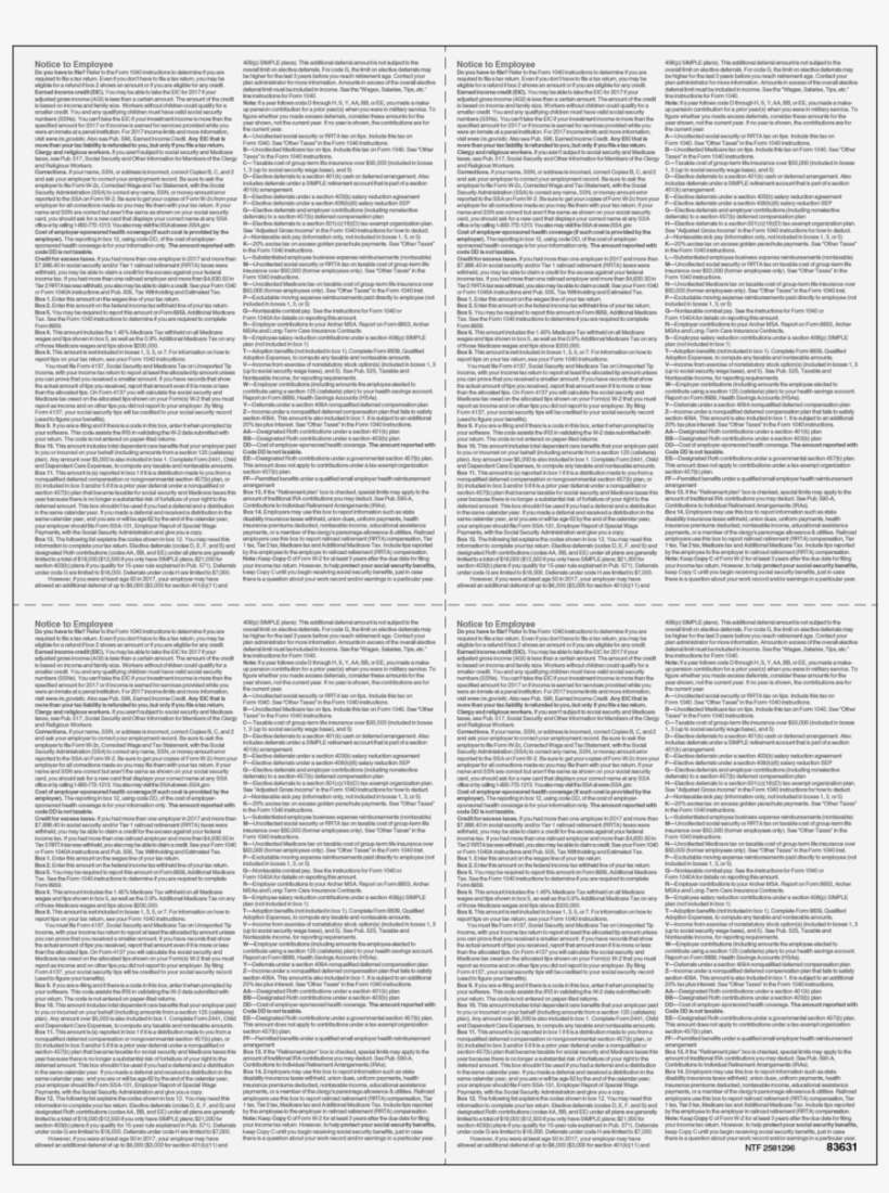 4up Quad Blank Laser Paper W/ Instructions - 4 Up W2 Instructions PNG ...