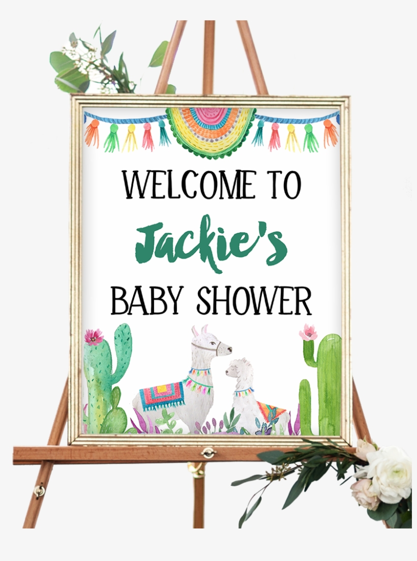 Fiesta Llama Welcome Sign - Fall Baby Shower Welcome Sign PNG Image ...