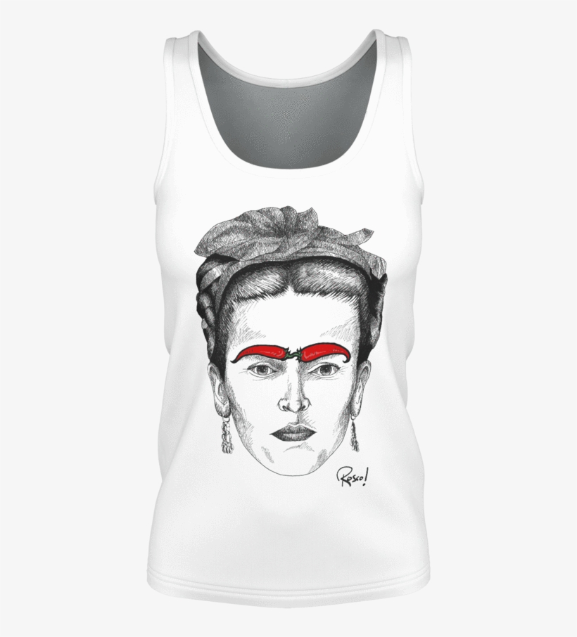 'frida Kahlo With Chilli Eyebrows' Tank Top Sj - Active Tank PNG Image ...