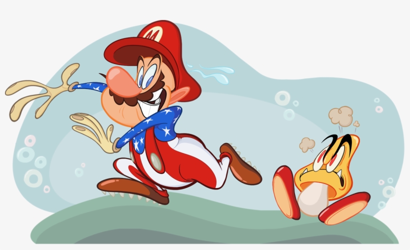Download “american Mario Runs From A Yellow Goomba” - Cartoon ...