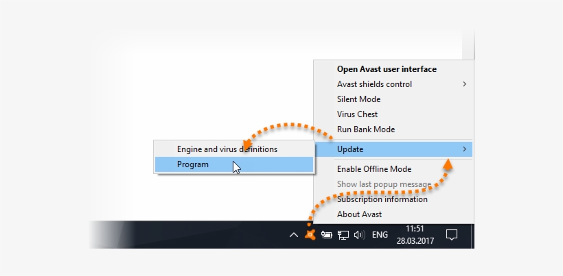 Hover Your Cursor Over Update, Then Select Program - Avast Taskbar Icon PNG Image | Transparent ...