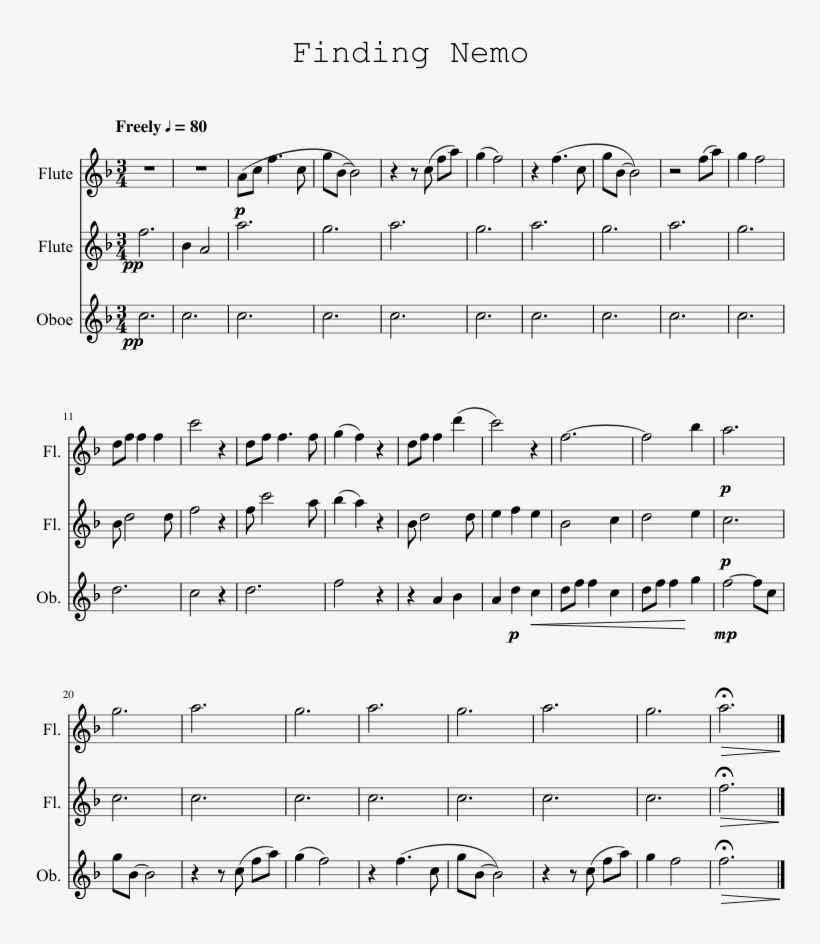 Download Finding Nemo Sheet Music 1 Of 1 Pages - Sheet Music ...