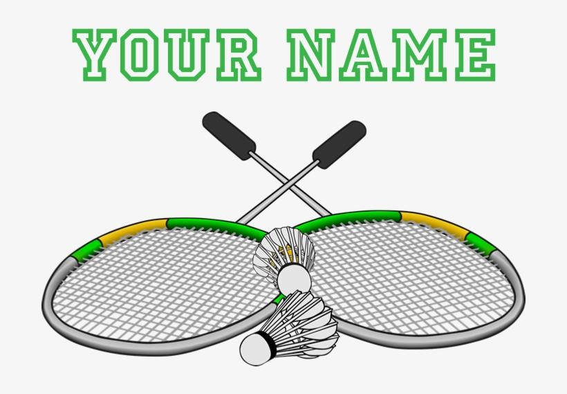 Personalized Badminton Player Crossed Racquets T-s - Soft Tennis PNG ...
