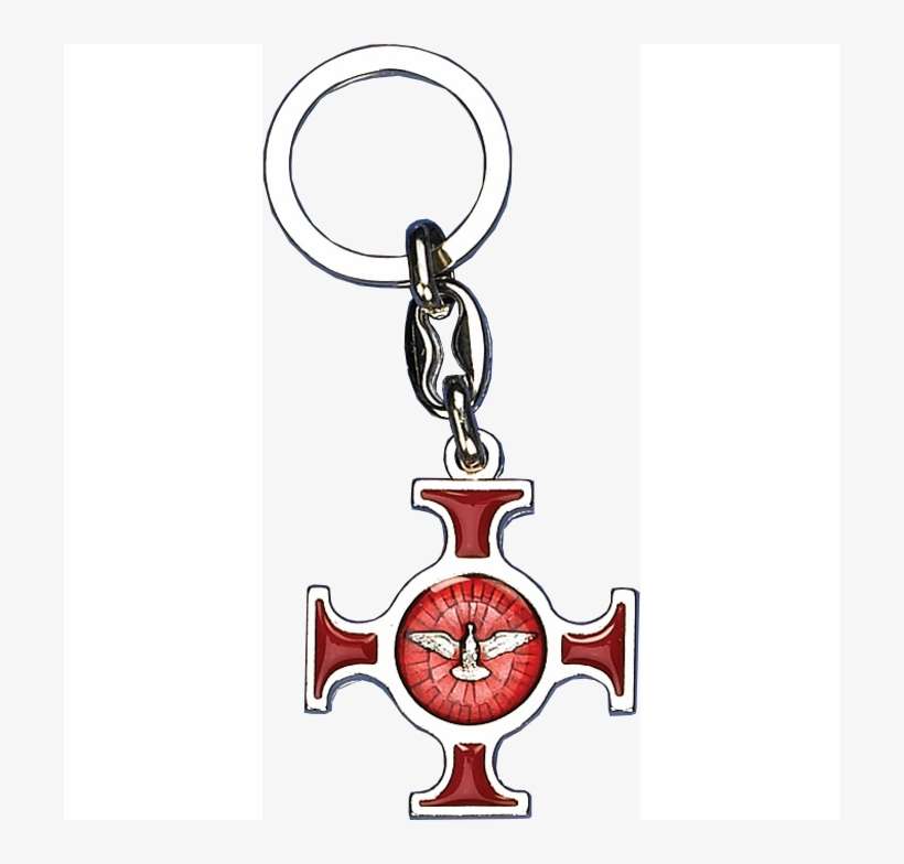 Holy Spirit Enameled Cross Key Ring - Keychain PNG Image | Transparent ...