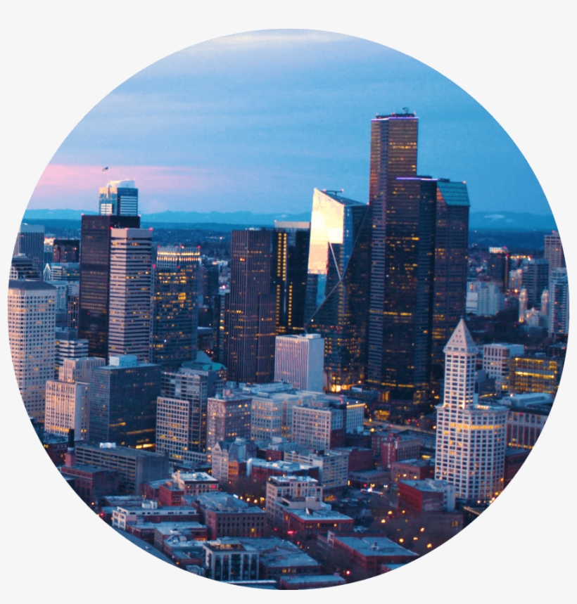 Seattle Skyline At Dusk, Views Of Famous Buildings, - Seattle PNG Image ...