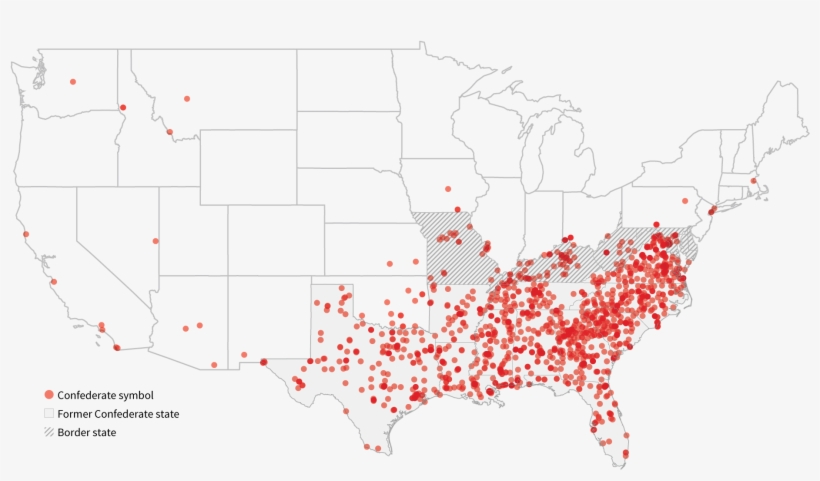 Majority Are Located In Former Confederate States - Map Of Confederate ...