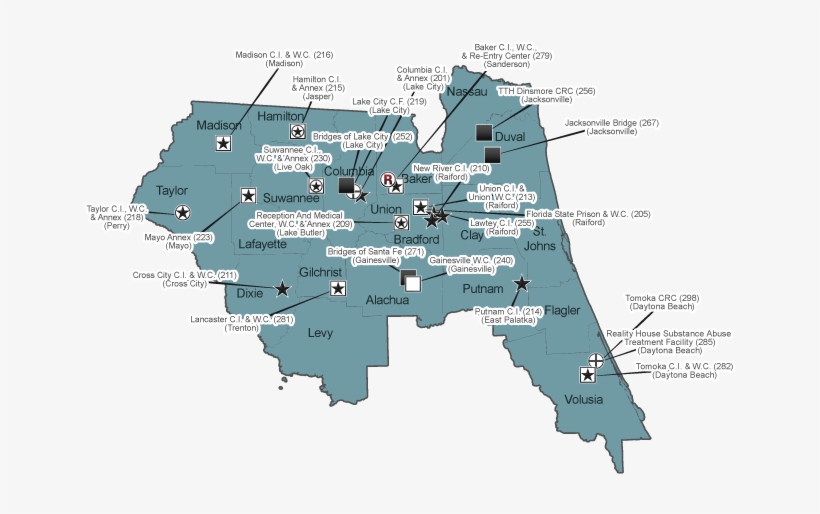 Map Of Region 2 Correctional Facilities - Atlas PNG Image | Transparent ...