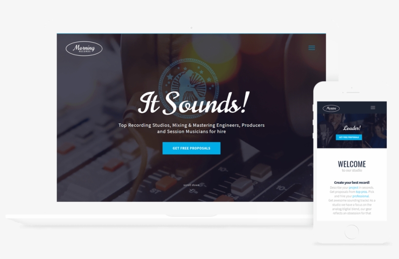 Morning Records Sound Recording Studio Wp Theme - Iphone PNG Image ...