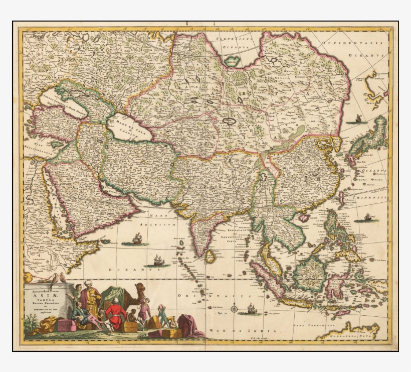 A Map Of Asia By Dutch Voyagers - East 17th Century Poster Print By ...