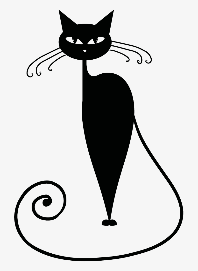 Black Cat This Shape - Line Drawing Of Black Cat PNG Image ...