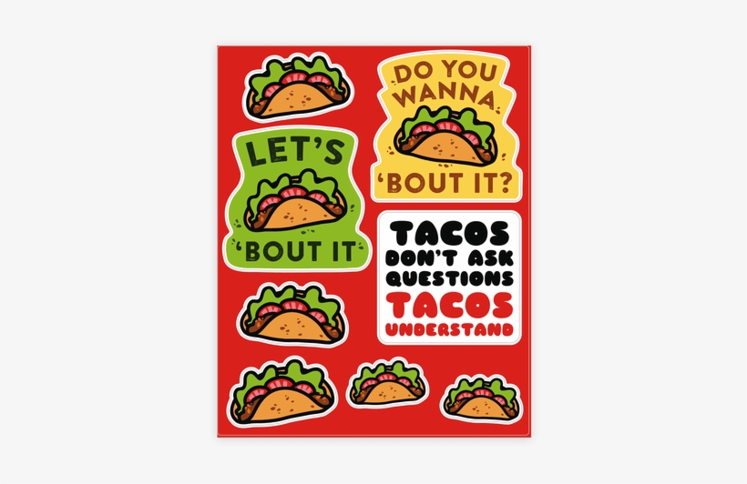 Taco Stickers Sticker - Let's Taco 'bout It Tote Bag: Funny Tote Bag ...